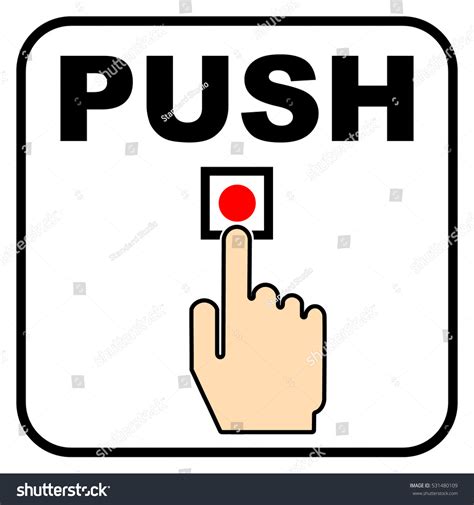 Push Button Sign Hand Pointing Red เวกเตอร์สต็อก ปลอดค่าลิขสิทธิ์