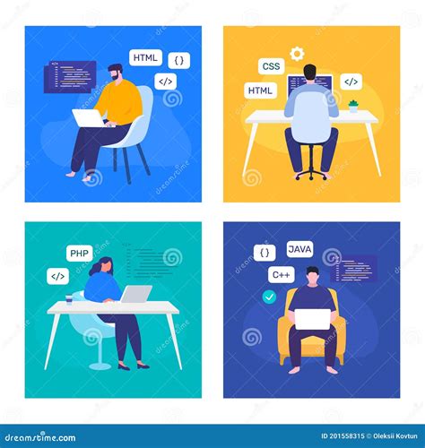 Programmers Coding Web Development Remote Freelance Coders Stock