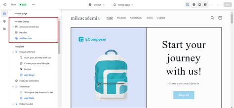 how to use shopify section groups for theme customization ecomposer