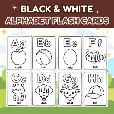 Black And White Alphabet Flash Cards By Learn With Moji Tpt
