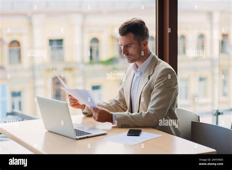 One Man Elegant Confident Businessman Trader Working On The Stock
