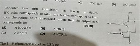Consider Two Npn Transistors As Shown In Figure If 0 Volts Corresponds T