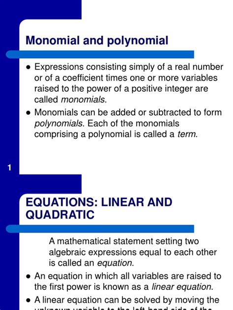 Monomial And Polynomial Polynomials Each Of The Monomials Pdf