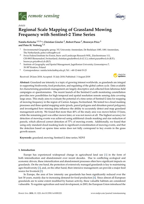 Pdf Regional Scale Mapping Of Grassland Mowing Frequency With Sentinel 2 Time Series