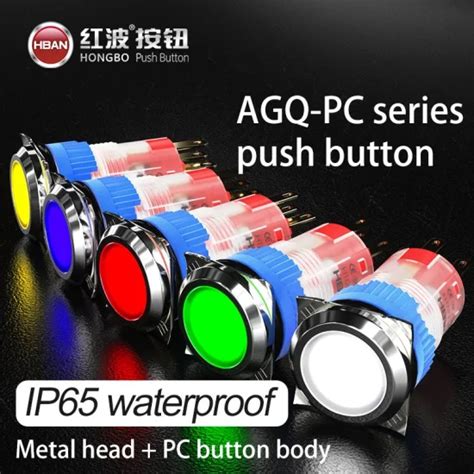 Plastic 16mm 12V Blue LED Illuminated Push Button On Off Switches With Light Switch On Off