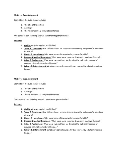 Medieval Cube Assignment