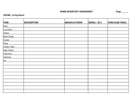 Free 12 Home Inventory Worksheet Templates In Pdf Ms Word Excel