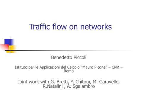 Ppt Traffic Flow On Networks Powerpoint Presentation Free Download