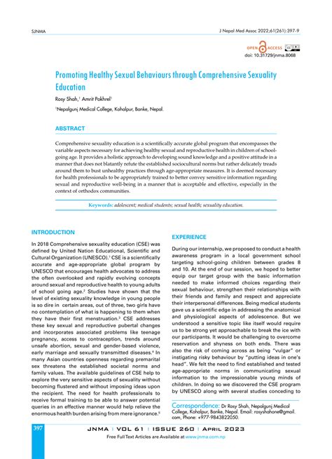 PDF Promoting Healthy Sexual Behaviours Through Comprehensive Sexuality Education