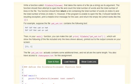 solved write a function called filedata filename that takes