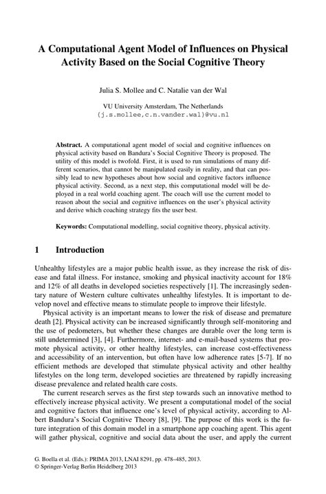 Pdf A Computational Agent Model Of Influences On Physical Activity