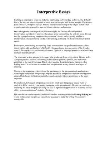 Interpretive Essays Pdf