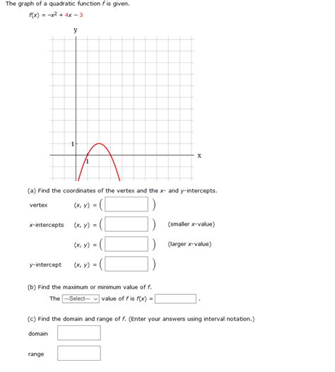 solved the graph of a quadratic function f is given f x