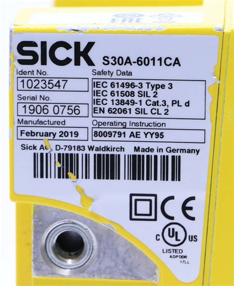 Sick S30a 6011ca Safety Laser Scanner Premier Equipment Solutions Inc