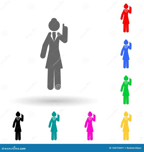 businesswoman explain multi color style icon simple glyph flat