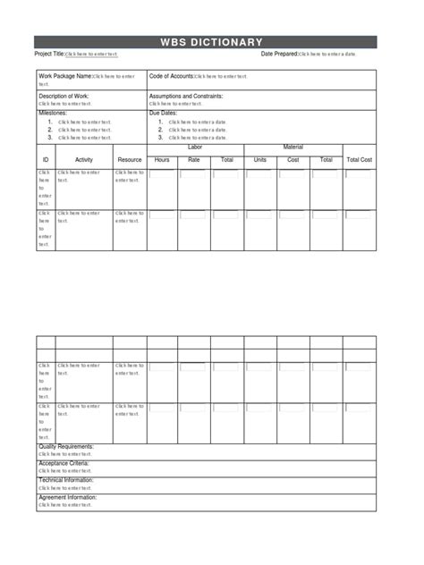 Wbs Dictionary Project Title Date Prepared Pdf