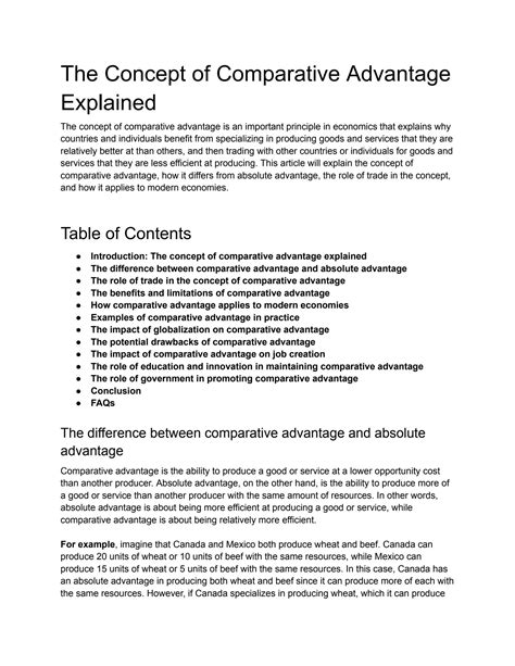 Solution The Concept Of Comparative Advantage Explained Studypool