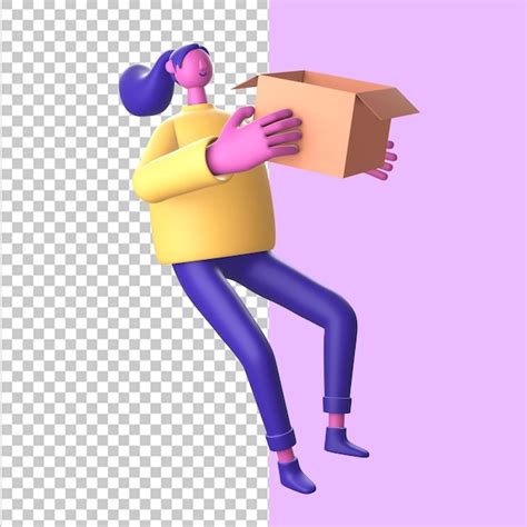 Premium Psd 3d Character With Box For Ui Ux Web Mobile Apps Social Media