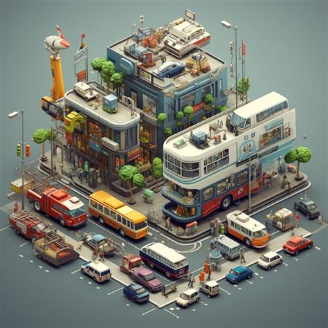 Premium Photo Vehicles Build An Array Of 3d Isometric Vehicles