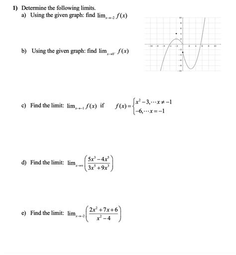 Solved 1) Determine the following limits. a) Using the given | Chegg.com