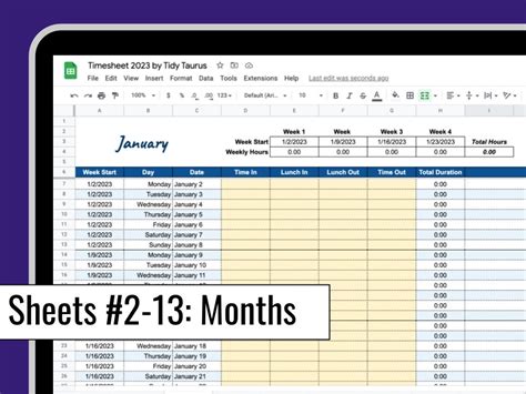 Timesheet Template Hours Tracker Freelancer Etsy Australia