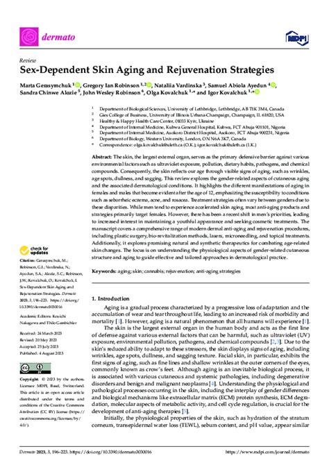 Pdf Gender Differences In Skin Aging And Rejuvenation Techniques