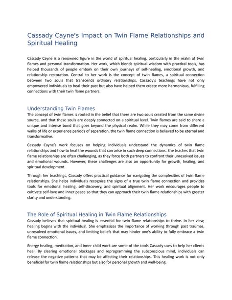 Cassady Caynes Impact On Twin Flame Relationships And Spiritual