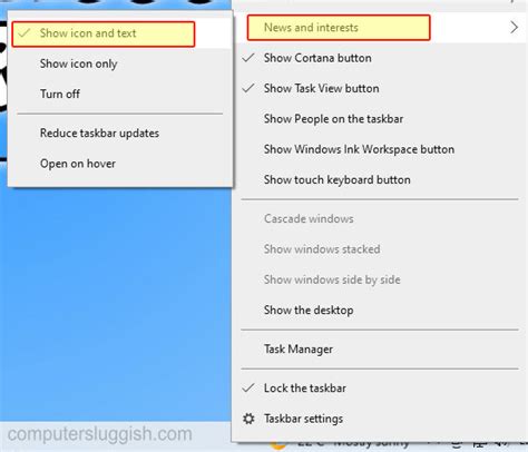 How To Add Weather Forecast To Your Windows 10 Taskbar ComputerSluggish