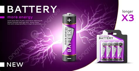 현실적인 알카라인 배터리 배너 템플릿 Psd 다운로드 디자인 자료 다운로드