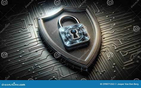 Cybersecurity Concept With Shield And Padlock On Digital Circuit Board
