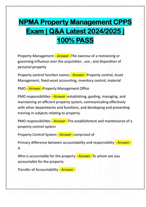 Npma Property Management Cpps Exam Qanda Latest 20242025 100 Pass