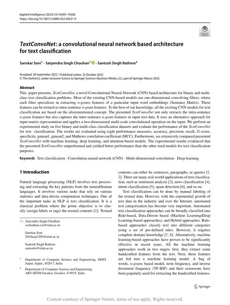 textconvonet a convolutional neural network based architecture for