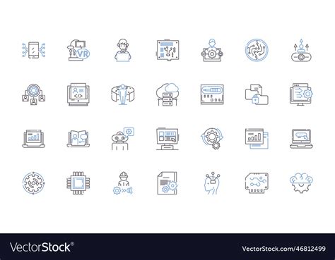 Coding Software Line Icons Collection Compiler Vector Image