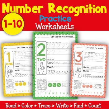 Kindergarten Math Number Recognition Practice Worksheets Tracing