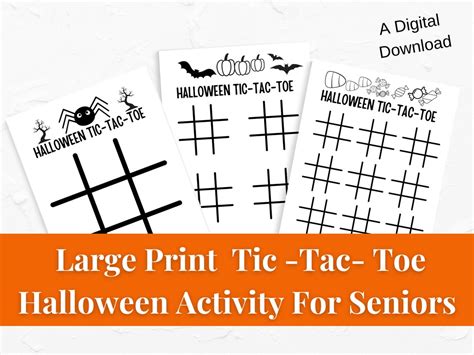 Large Print Tic Tac Toe Halloween Printable Game Boards For Seniors