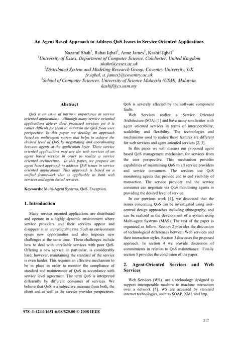 Pdf An Agent Based Approach To Address Qos Issues In Service Oriented Applications