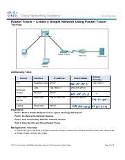 Lab1b - Packet Tracer - Create a Simple Network Using Packet Tracer ...