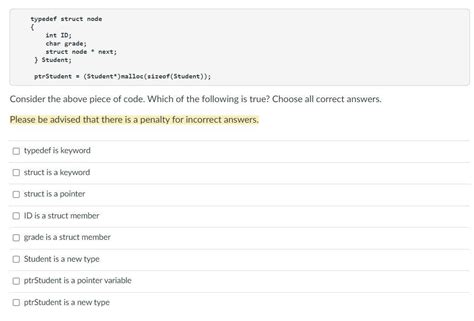 Solved Typedef Struct Node Int Id Char Grade Struct Node