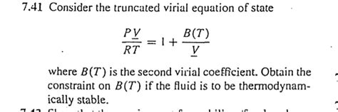 Solved Consider The Truncated Virial Equation Of State