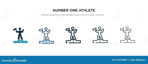 Number One Athlete Icon In Different Style Vector Illustration Two Colored And Black Number One