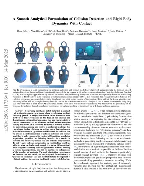 Pdf A Smooth Analytical Formulation Of Collision Detection And Rigid