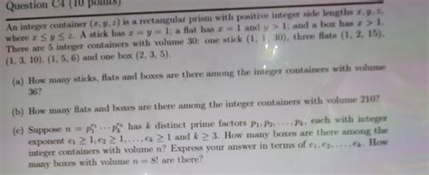 Solved An Integer Container Xyz Is A Rectangular Prism