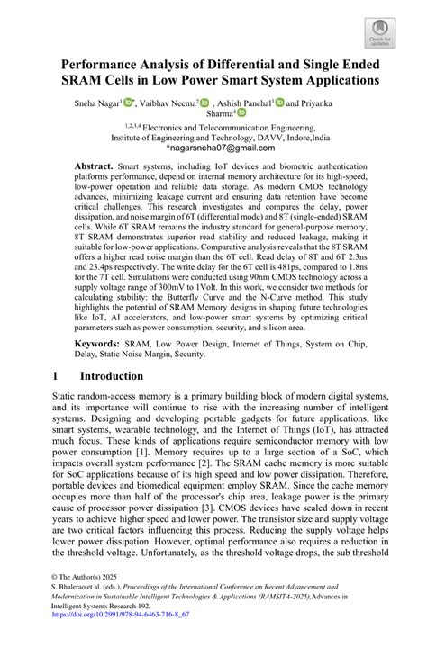 Pdf Performance Analysis Of Differential And Single Ended Sram Cells