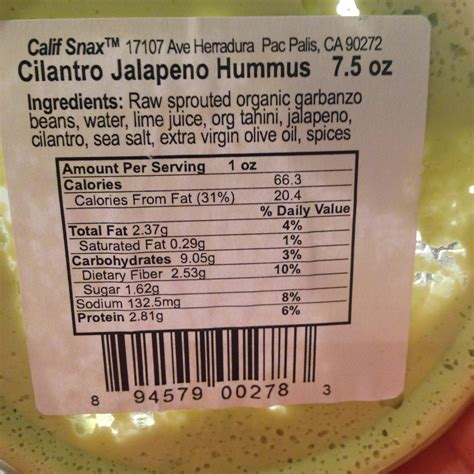 This Hummus Calorie Count Is In Decimal Form Imgur