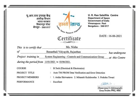 nisha on linkedin isro internship research experience 46 comments