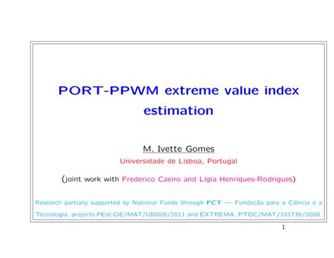 Pdf Port Ppwm Extreme Value Index Estimation