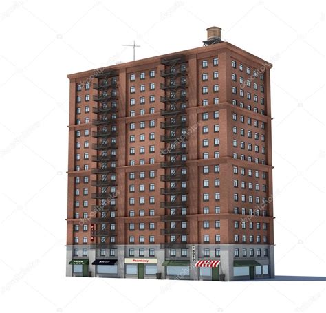 3d Representación De Un Edificio De Apartamentos De Ladrillo Rojo Con