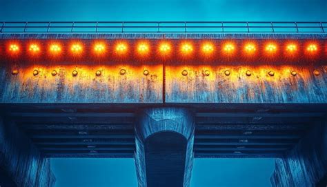 Illuminated Concrete Bridge Underpass At Dusk Premium Ai Generated Image