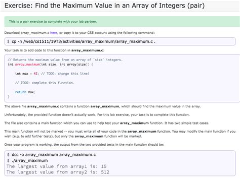 Solved Exercise Find The Maximum Value In An Array Of
