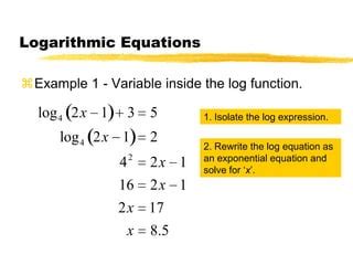 Solving Logarithmic Equations PPTX Physics Science